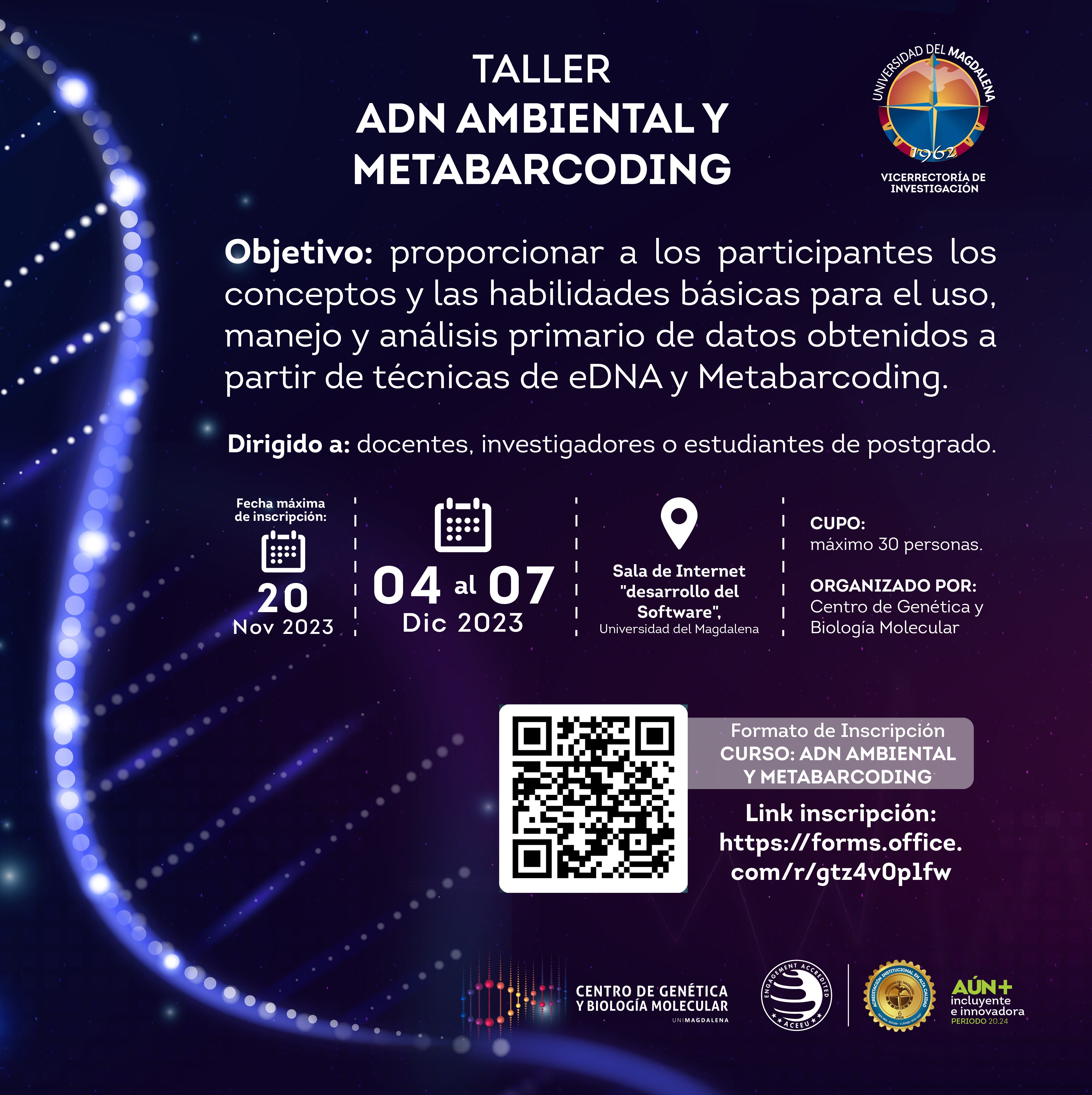 Curso teórico práctico en ADN AMBIENTAL Y METABARCODING